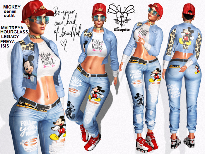 Second Life Marketplace Mosquito Mickey Denim Outfit Body Mesh